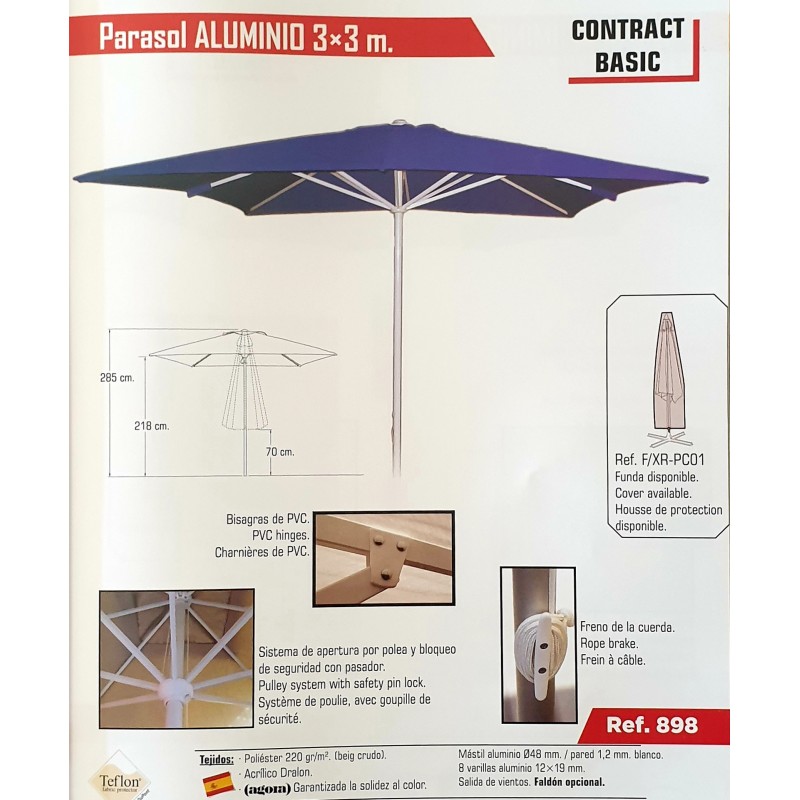 PARASOL ALUMINIO 3X3 m